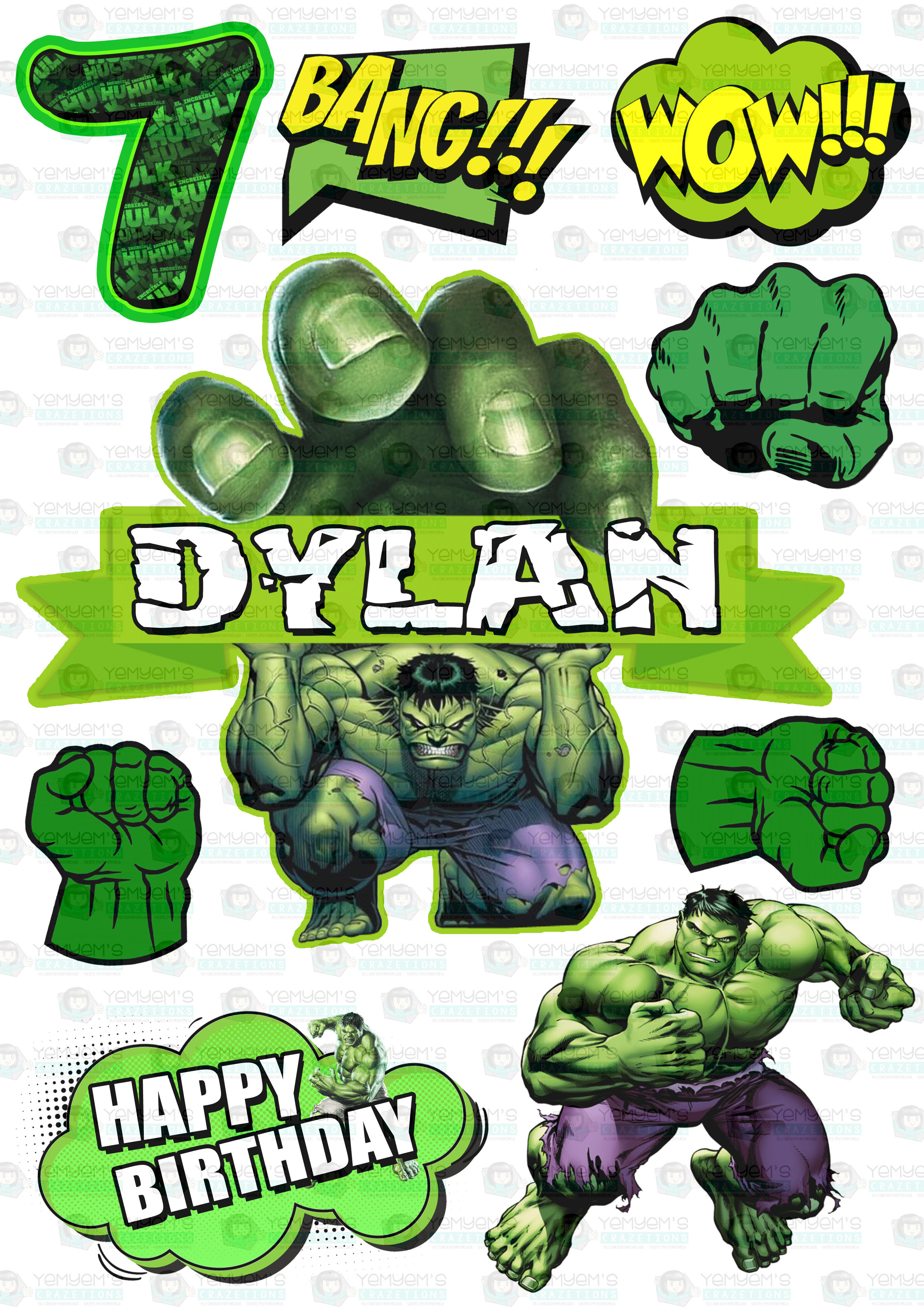 Yemyem's Crazetions | Superheroes | Incredible H U L K | Cake Toppers ...