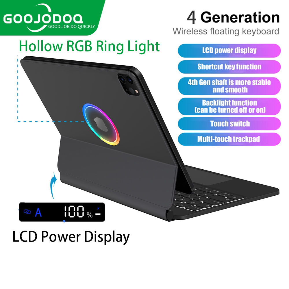 GOOJODOQ Magic Keyboard Case With RGB ring light for iPad Pro 11 iPad ...