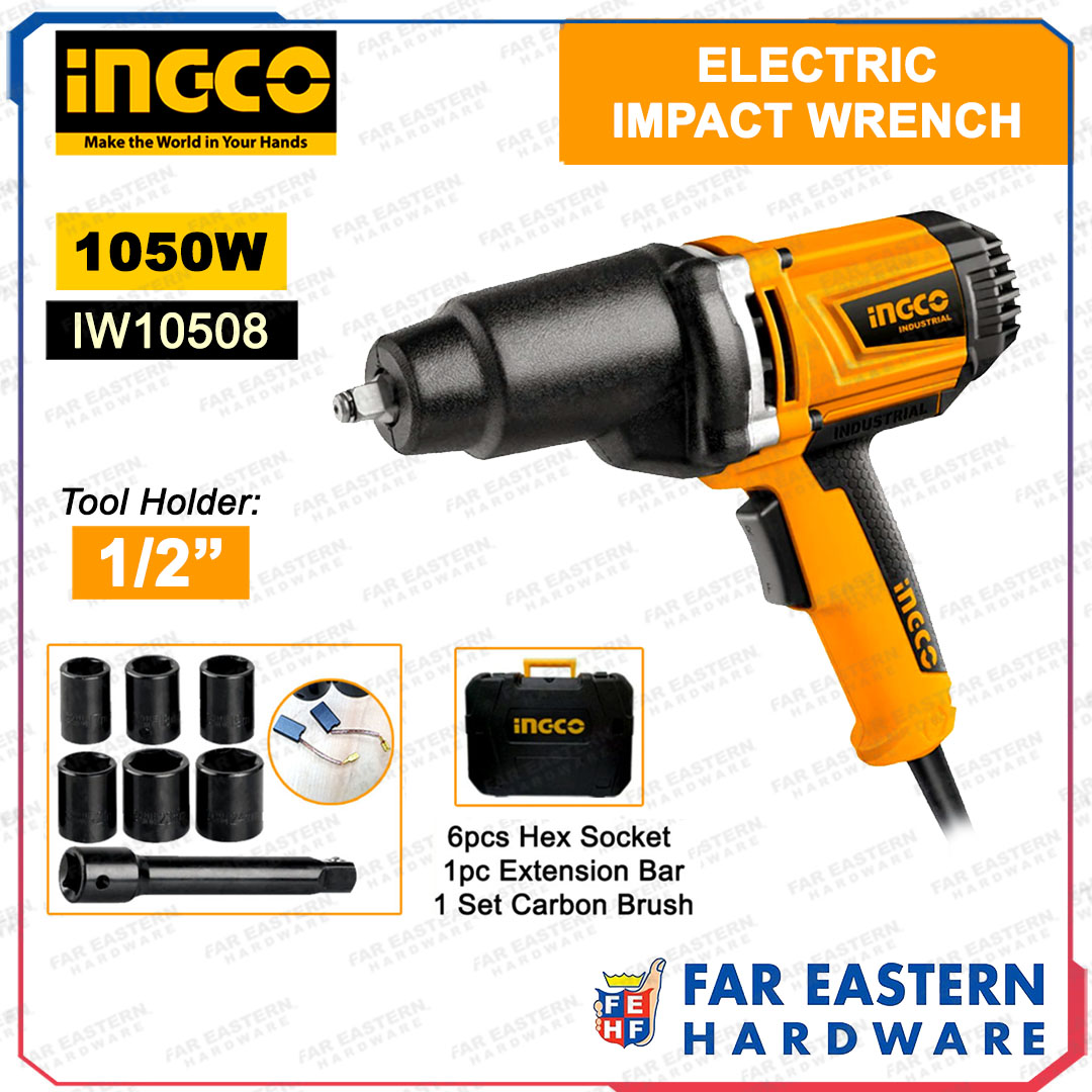 INGCO Electric Impact Socket Wrench Set 1/2" Drive 1050W IW10508 INPTCD ...