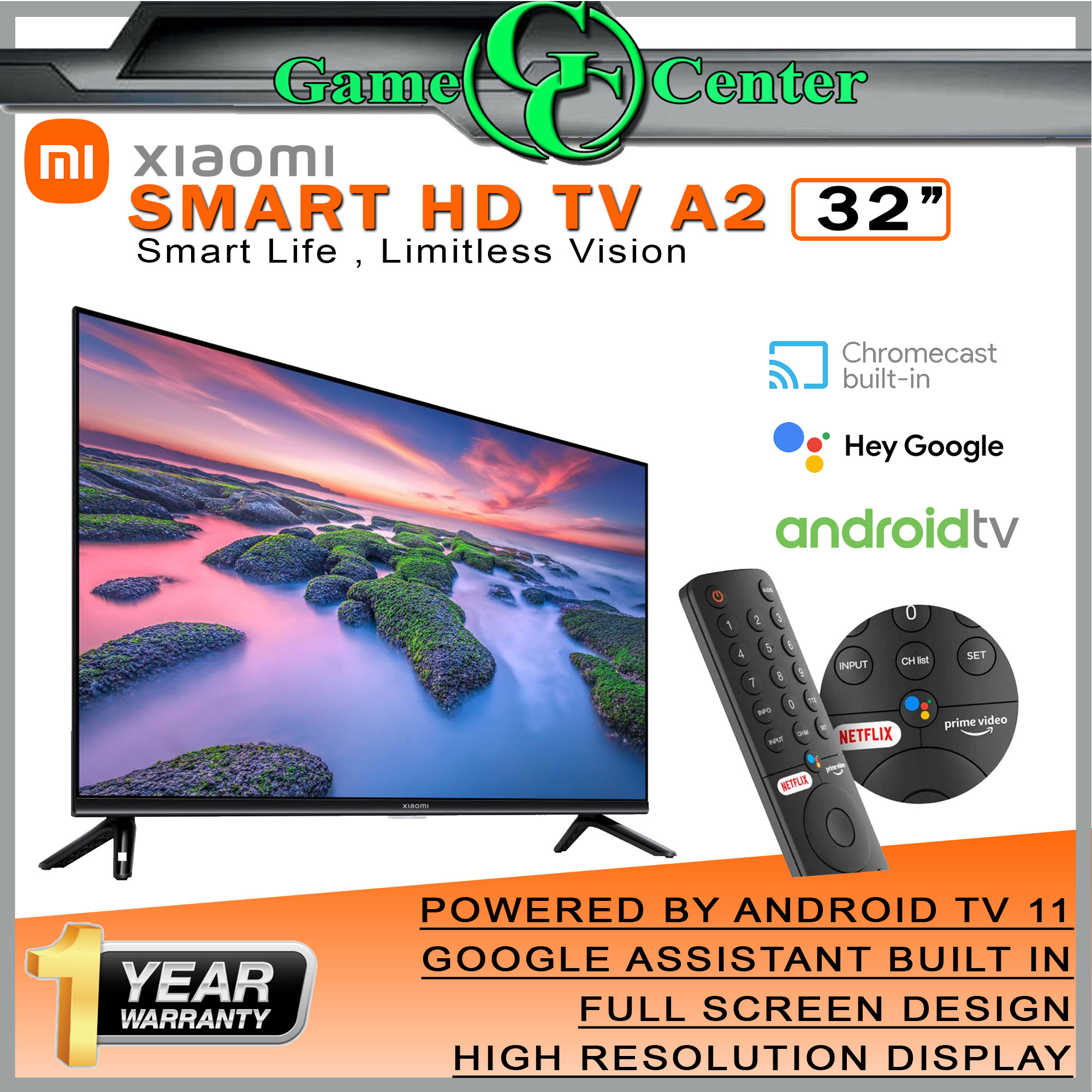 Xiaomi TV A2 32" (32 inch) Smart HD TV Poweder by Android tv 11 | Built ...