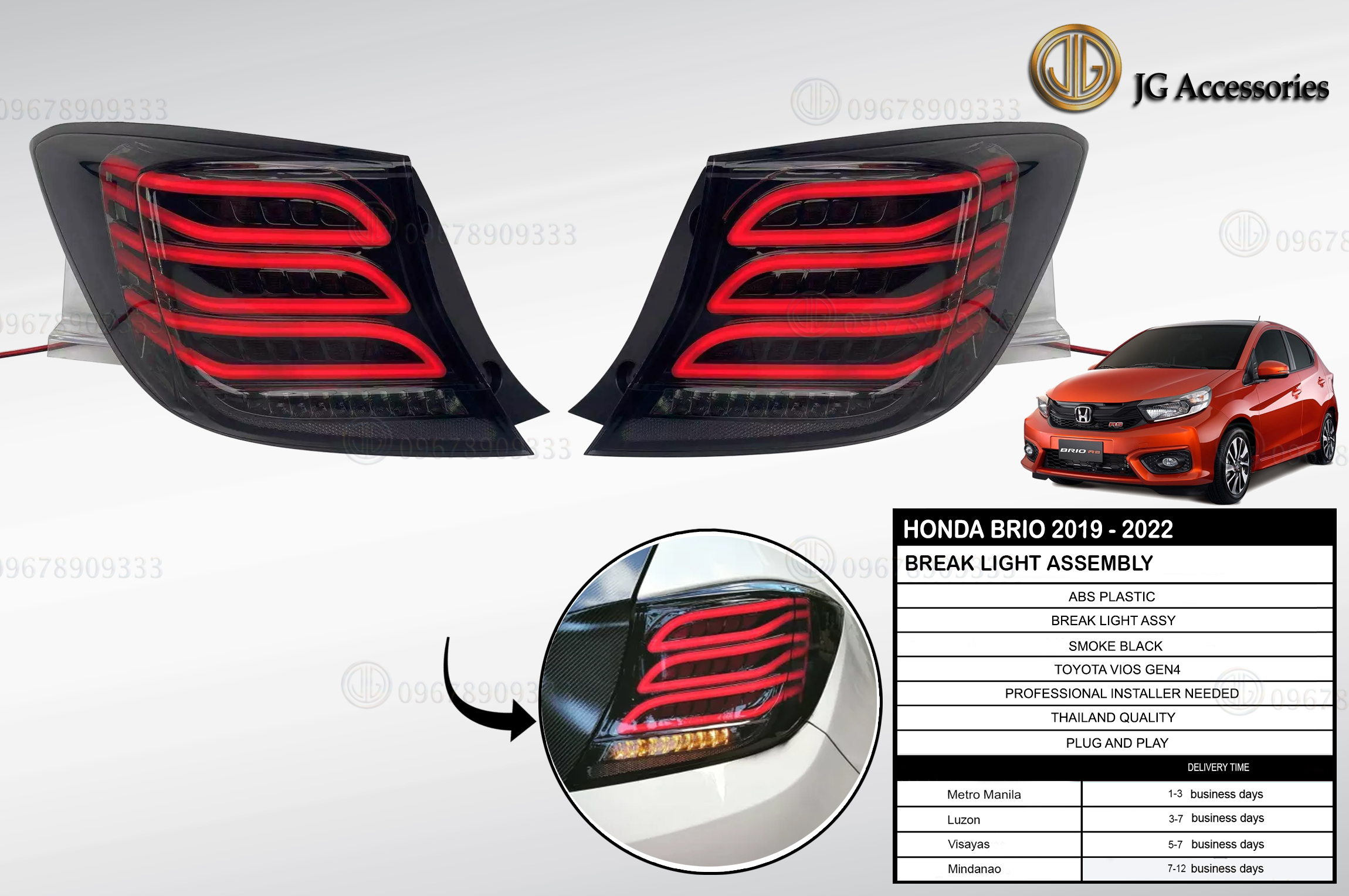 HONDA BRIO 2019 2020 2021 TAIL LIGHT ASSEMBLY BLACK / BREAK LIGHT ...