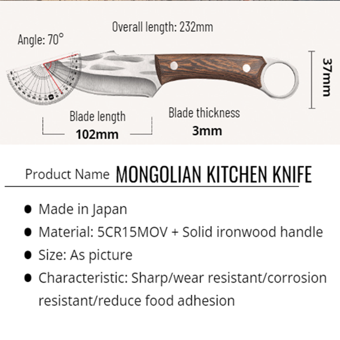 3 LAYER ANTI RUST KNIFE MONGOLIAN KNIFE Chef Deboning Knife/Stainless ...