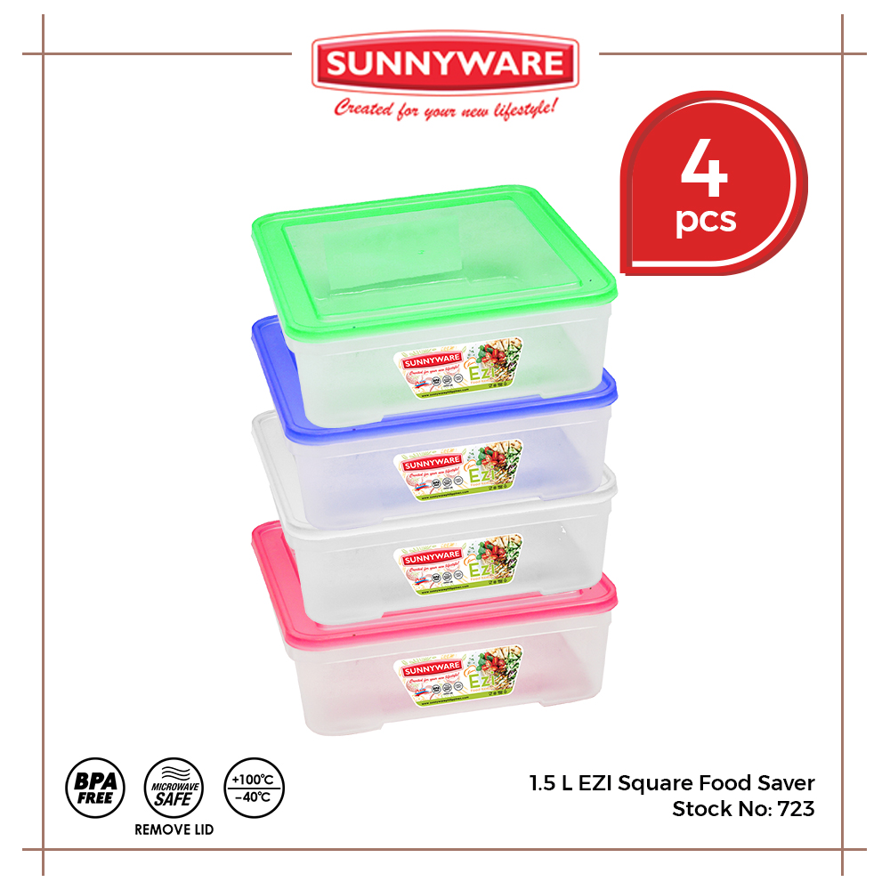 4pcs 1.5 L EZI Food Saver Keeper Storage Container [Sunnyware 723 ...