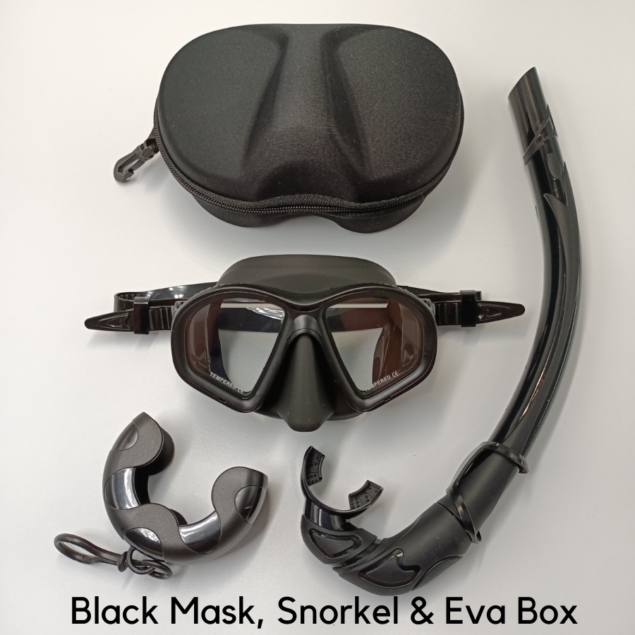 DiveShark Low Volume Tempered Glass Freedive Mask J-type Eva box Diving ...