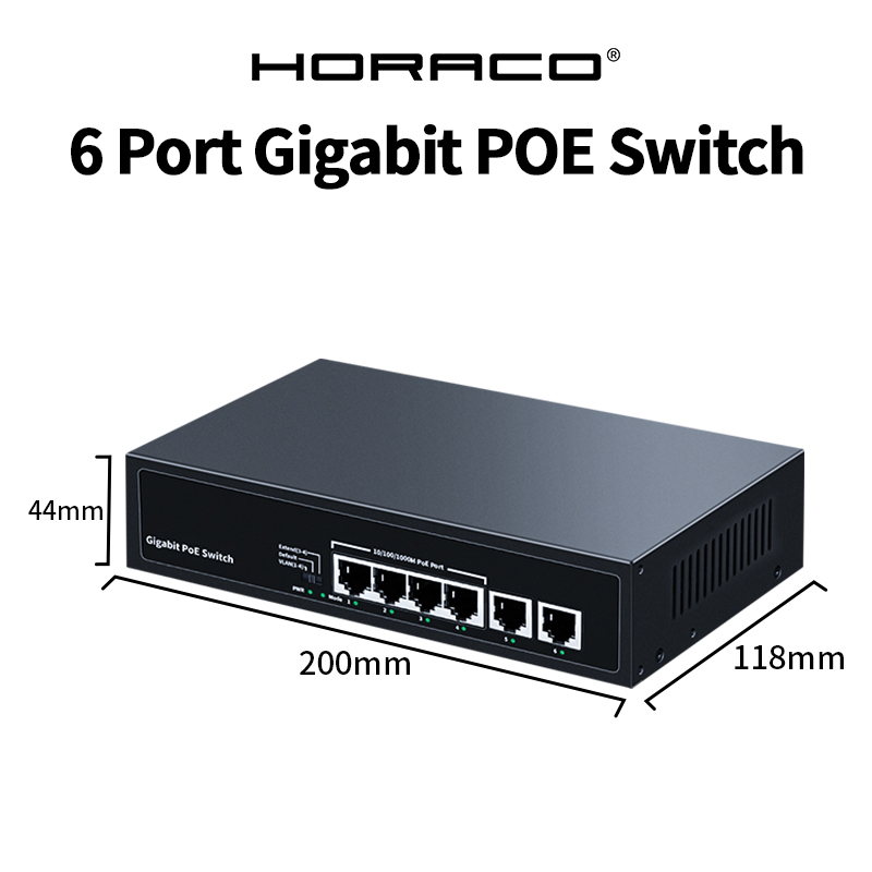 HORACO 6 Port Gigabit POE Switch 1000Mbps Smart Standard Network ...