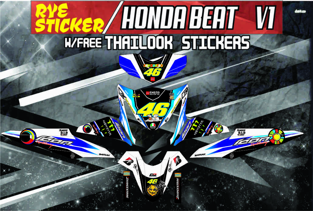 Decals, Sticker, Motorcycle Decals for Honda Beat 110, V1, FI,041 ...