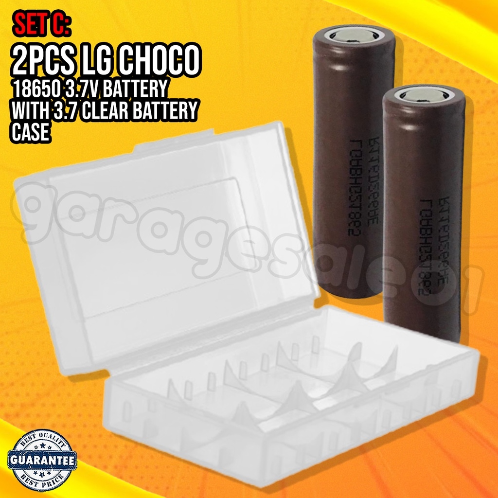 ⚡2PC Vape Battery LG choco 18650 Rechargeable battery w/ Universal Li ...