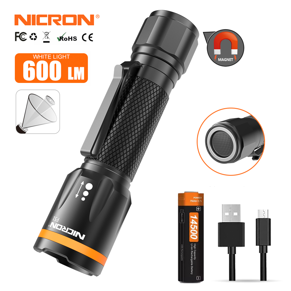 NICRON Flashlight F51 Dual Fuel light 7W 600lumen high brightness Focus ...
