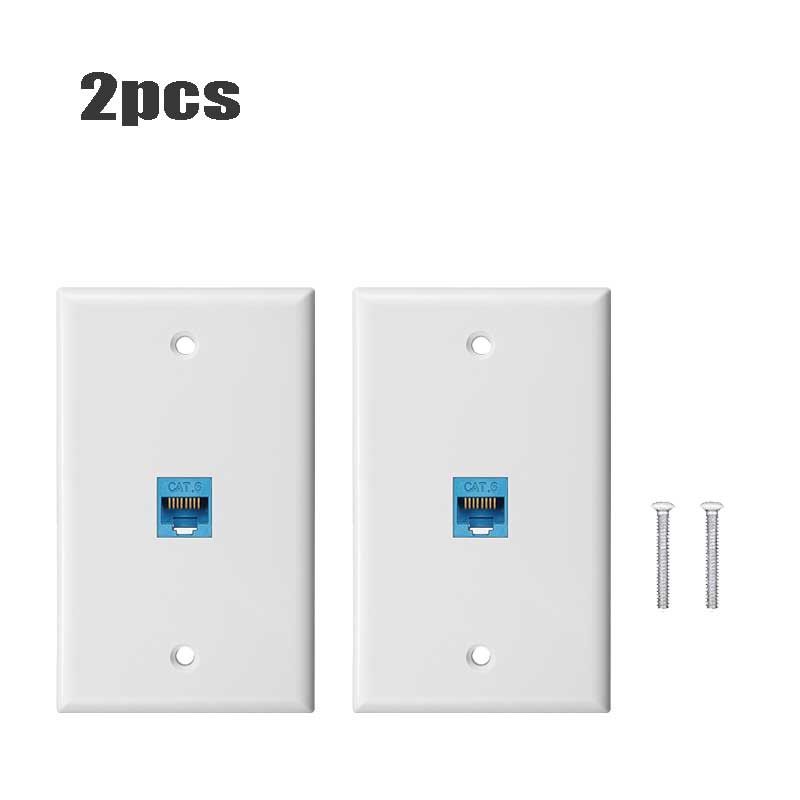 2 Pieces Ethernet Wall Outlet Plate (White/Blue) Cat6 RJ45 Wall Plate ...