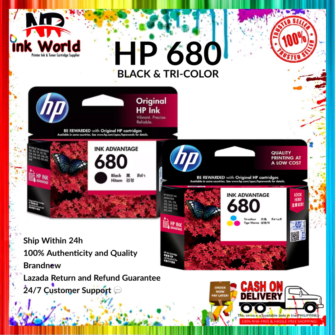 HP 680 Black and Tri-color Original Ink Advantage Cartridge Set ...