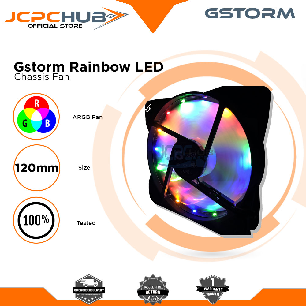 GStorm ( Rainbow | RED | BLUE | GREEN | RGB ) LED Cooling FAN 120mm 12V ...