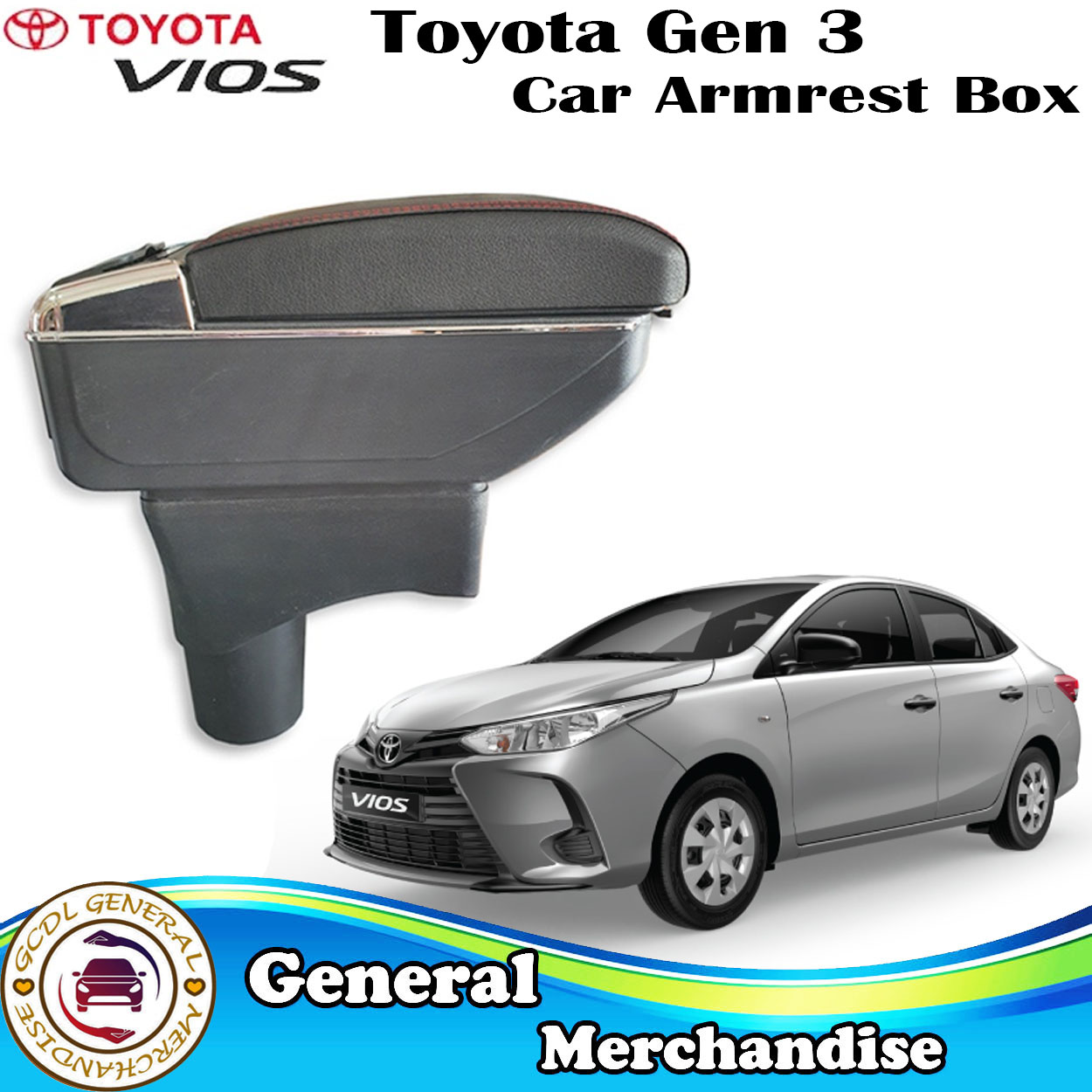 Toyota Vios 3rd Gen Armrest Center Console Armrest Box Refitting Double ...