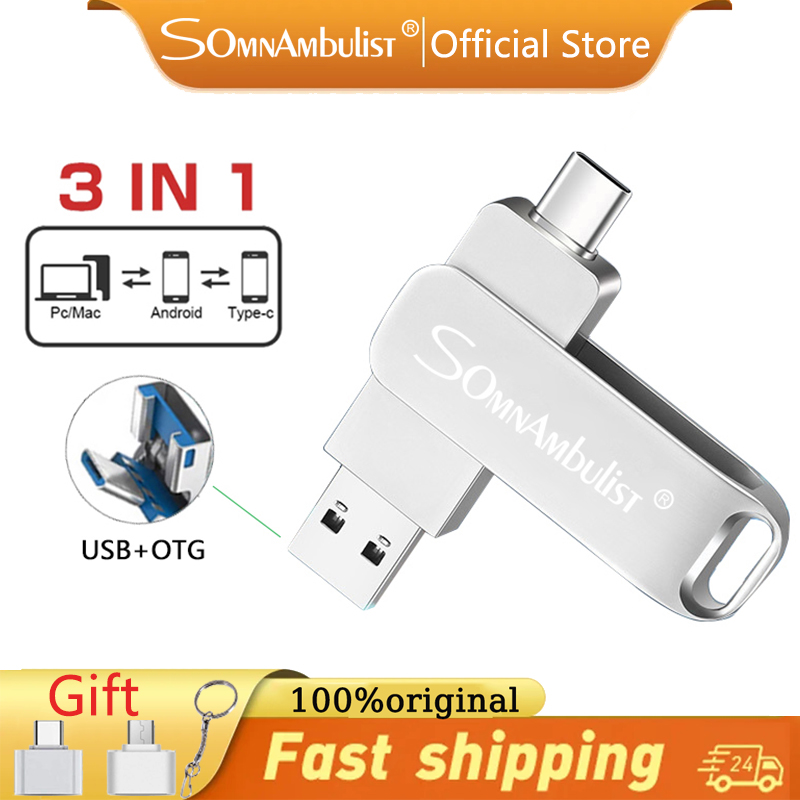 SomnAmbulist TYPE-C Three in One Pen Drive Original 32GB 64GB 128GB USB ...