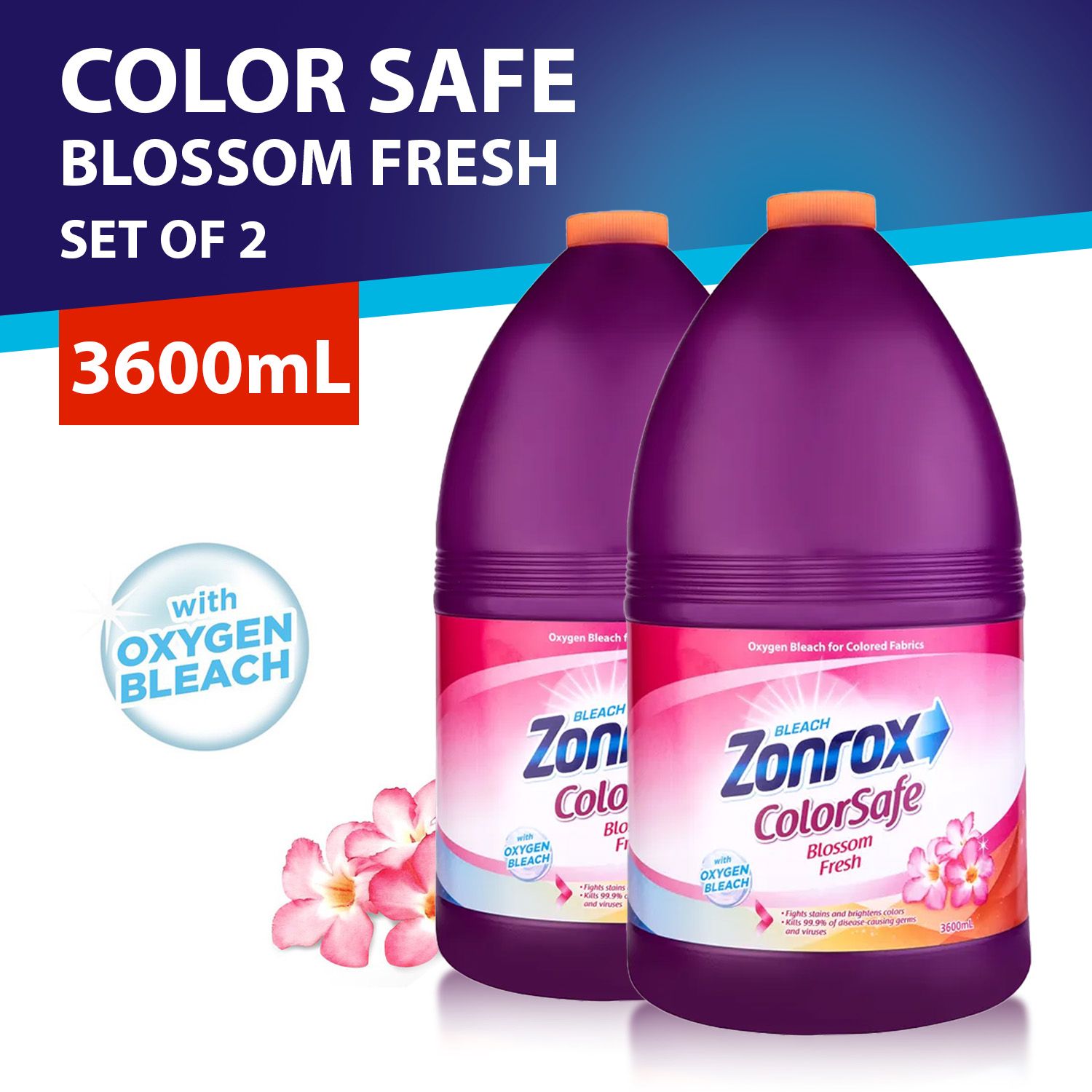 Zonrox ColorSafe Blosson Fresh Bleach (3600 mL) x2 | Lazada PH