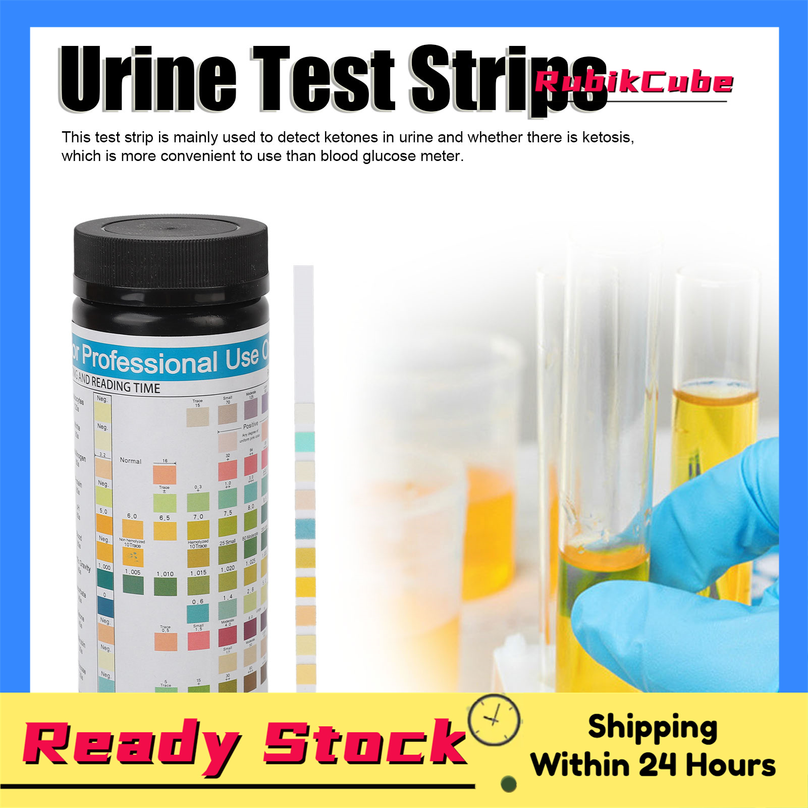 Ketone Test Strips, Blood Glucose Testing Urine Reagent Strip with ...