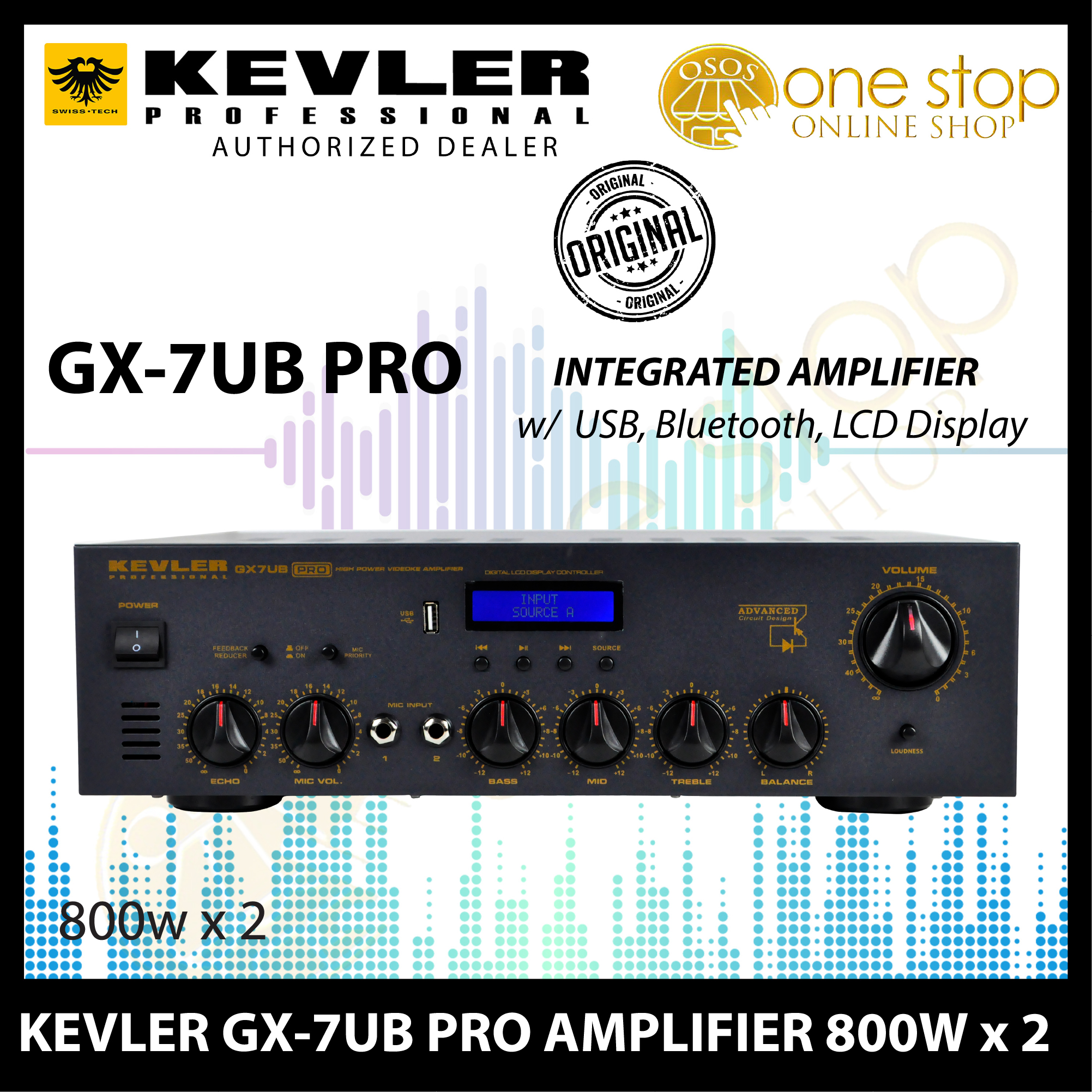 Kevler GX-7UB PRO 800W X 2 Amplifier with Bluetooth USB LCD •OSOS ...