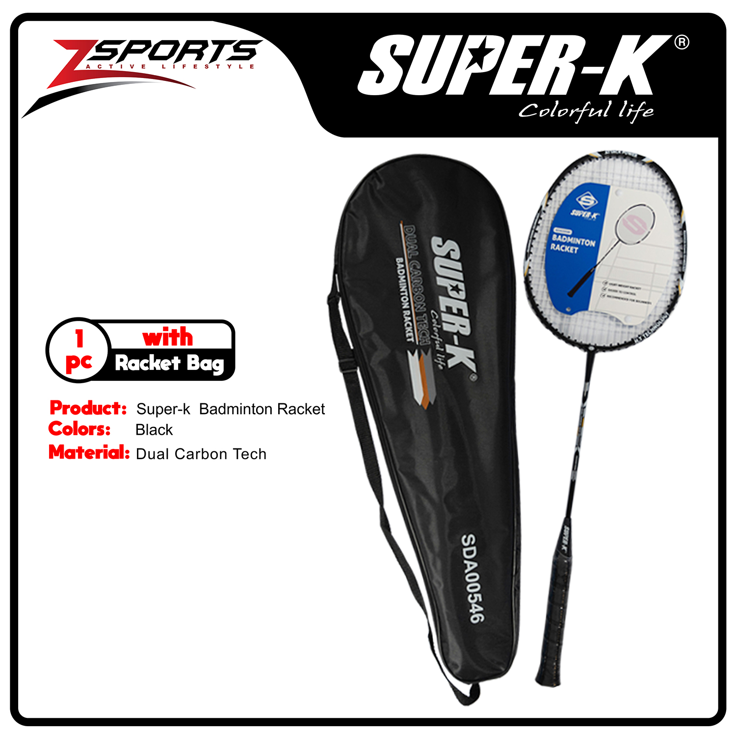 Super-K 00546 Badminton Racket x 1 pc | Lazada PH