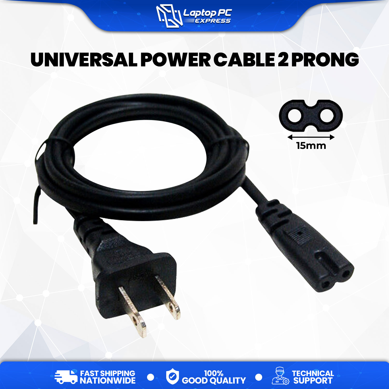 Universal Power Cable 2 Prong AC Wall Cable for LED LCD TV Samsung LG ...
