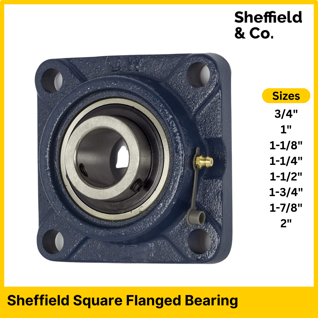 Sheffield Square Flanged Bearing, 3/4" - 2" (UCF-204, UCF-205, UCF-206, UCF-207, UCF-208, UCF ...