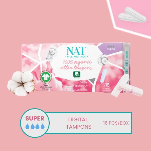NAT Nice and True Tampons 100% Organic Cotton - Super 16's (EXP 2026 ...