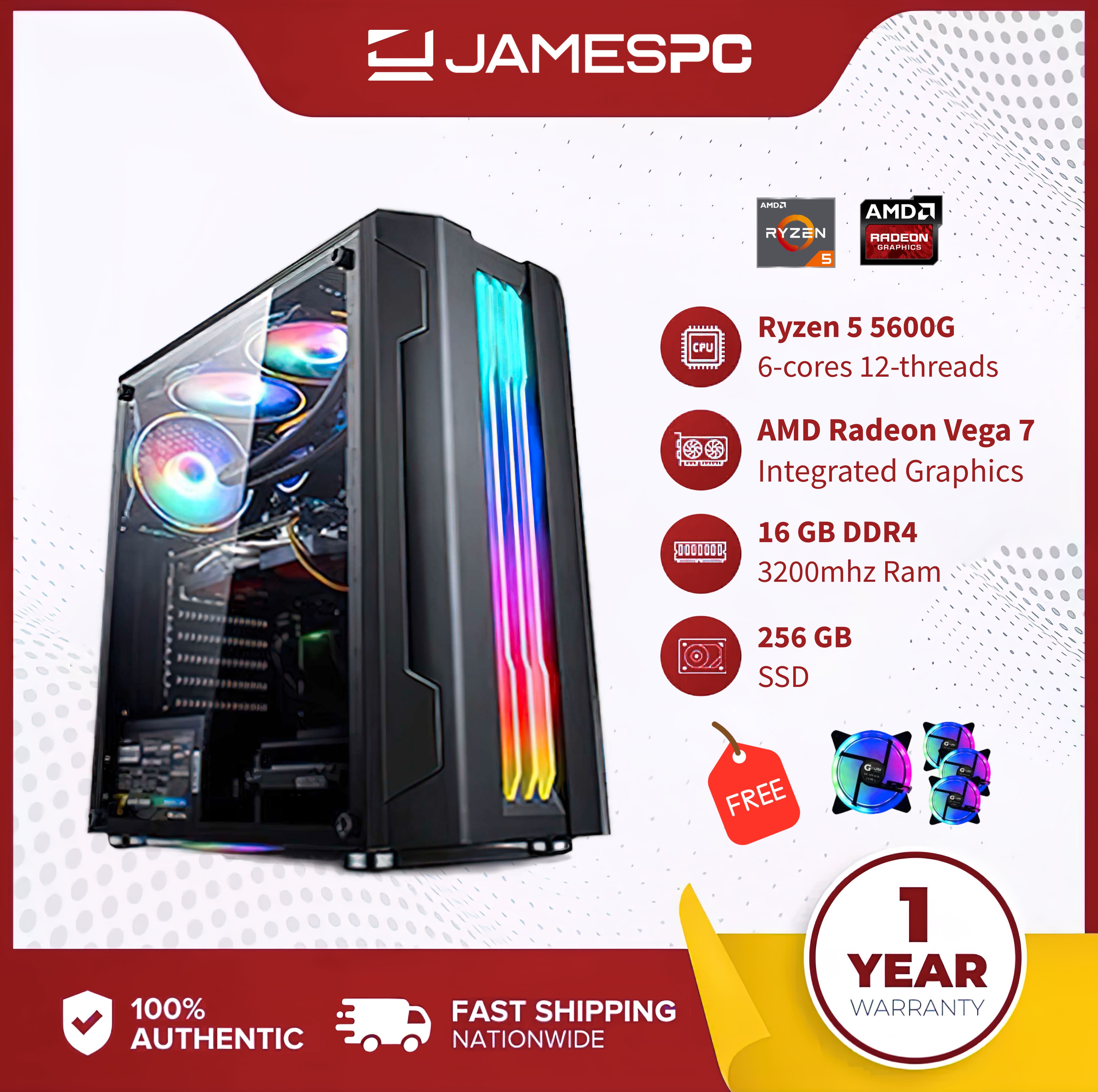 JAMESPC Gaming System Unit for Content Creators Ryzen 5 Ryzen 7 Intel ...