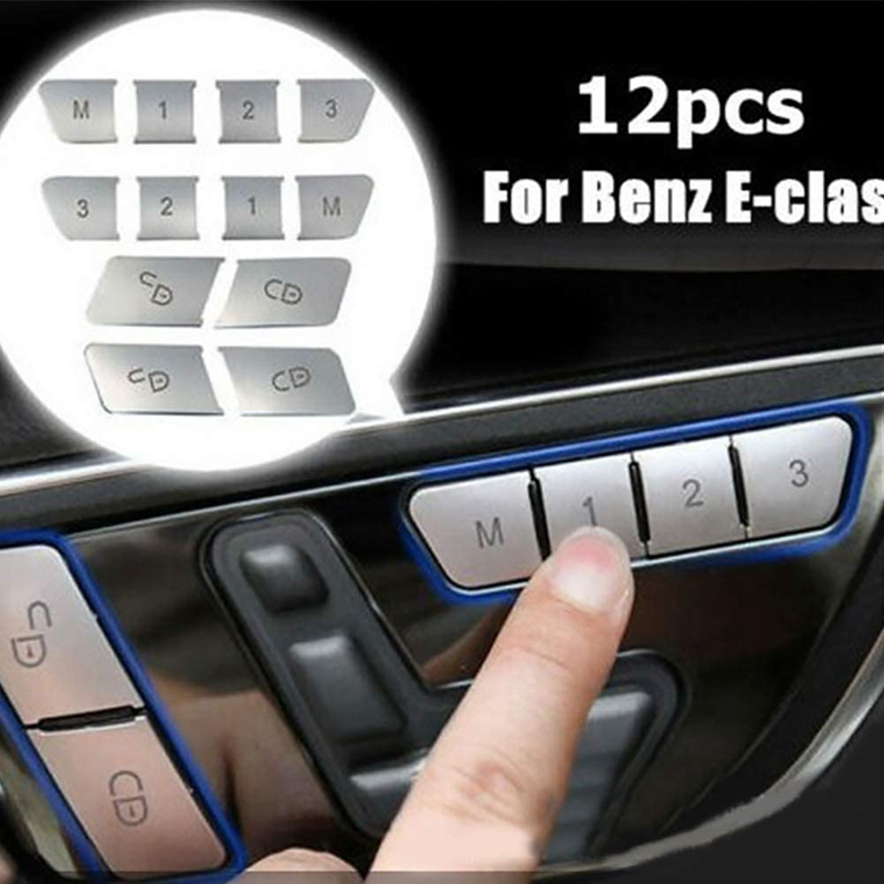 12Pcs Car Door Seat Memory Lock Buttons Covers Stickers for Mercedes ...