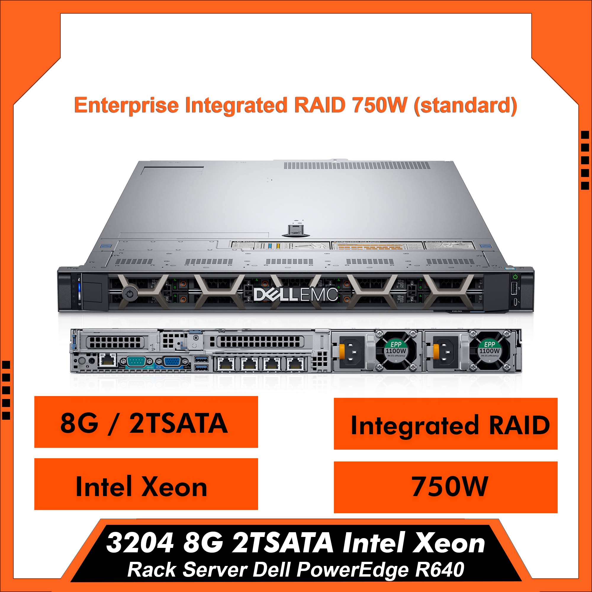 Rack Server Dell PowerEdge R640 3204 8G 2TSATA Intel Xeon/Enterprise ...