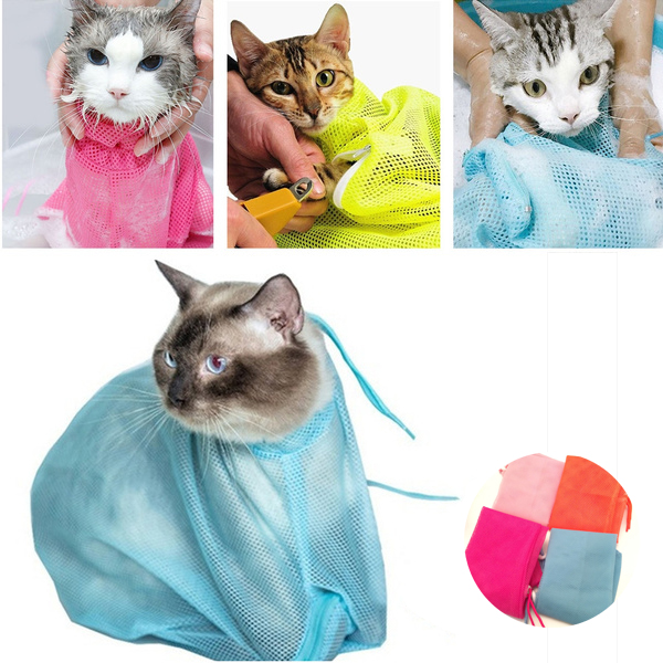 Cat Grooming Bathing Mesh Bag Cat Washing Bag Biting Restraint For Pet ...