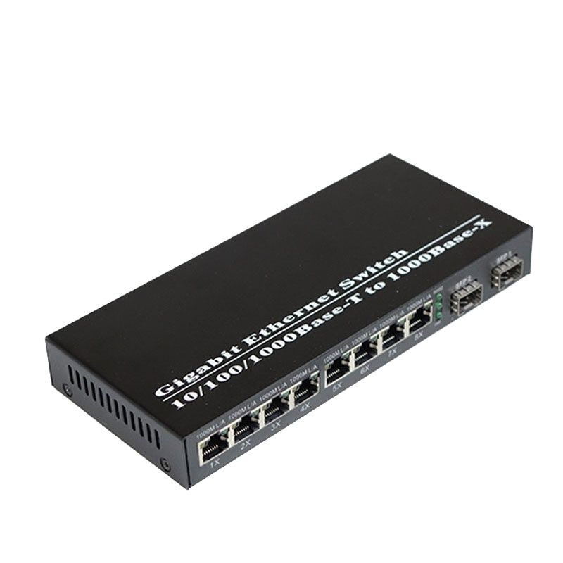 Fiber Optical Switch 8 RJ45 2 SFP Fiber Port UTP Media Converter Gigabit Ethernet Switch 10/100 ...