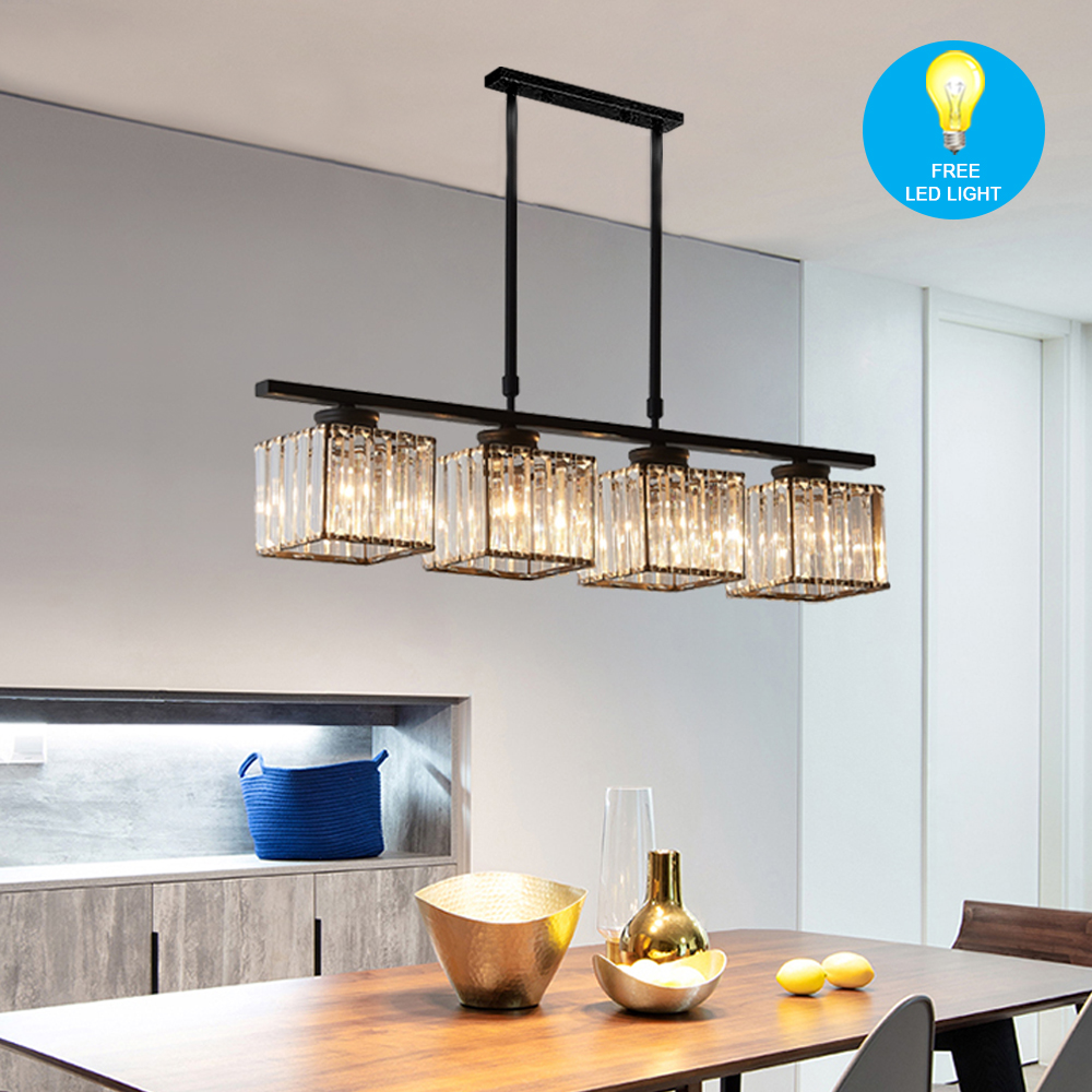 Crystal Light LED Luxury Restaurant Chandelier Long Chandelier Nordic ...