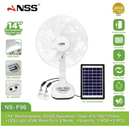 NSS Solar Fan Solar Electric Fan 16"Rechargeable Fan Stand Outdoor ...