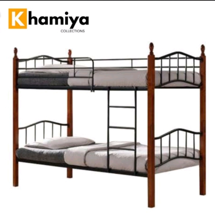 Detachable Double Deck Steel Bed With Wooden Post K-234, Bunkbed, Bed ...