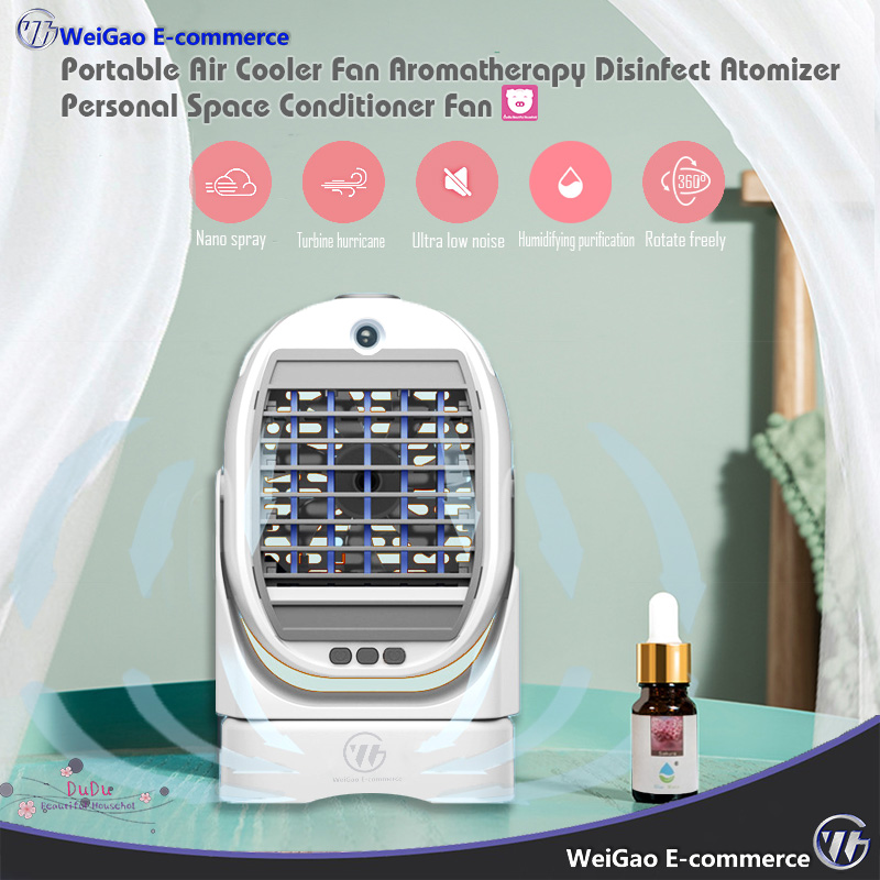 NEW Air Cooler Fan Aromatherapy Disinfect Atomizer Portable 360°Rotate ...