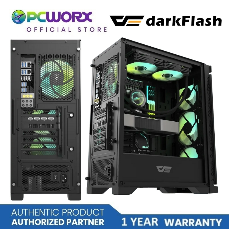 DarkFlash DK361 ATX PC Case with 4 ARGB Fans Black/White | Lazada PH