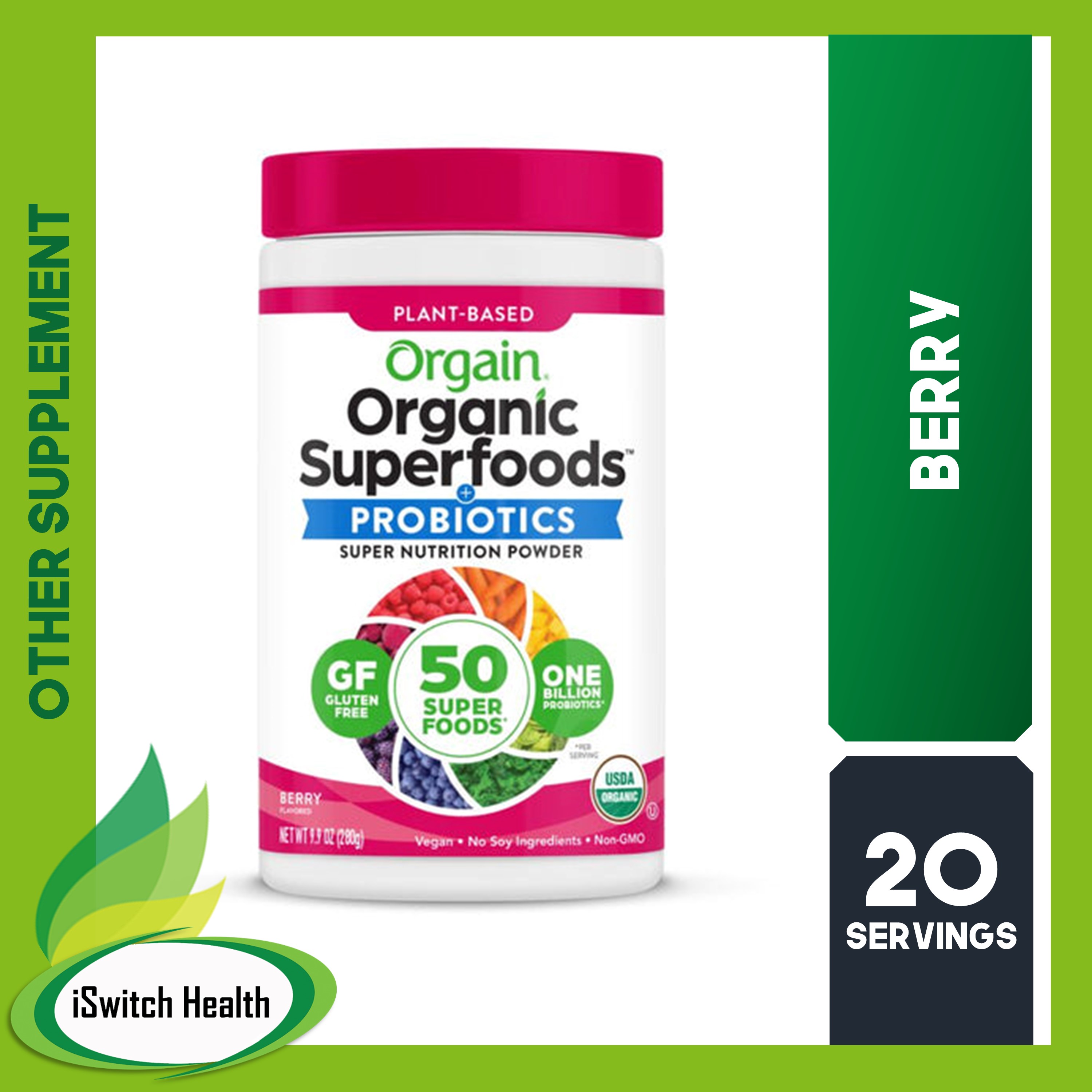 Orgain Organic Superfoods + Probiotic - Plant Based - 20 Servings ...