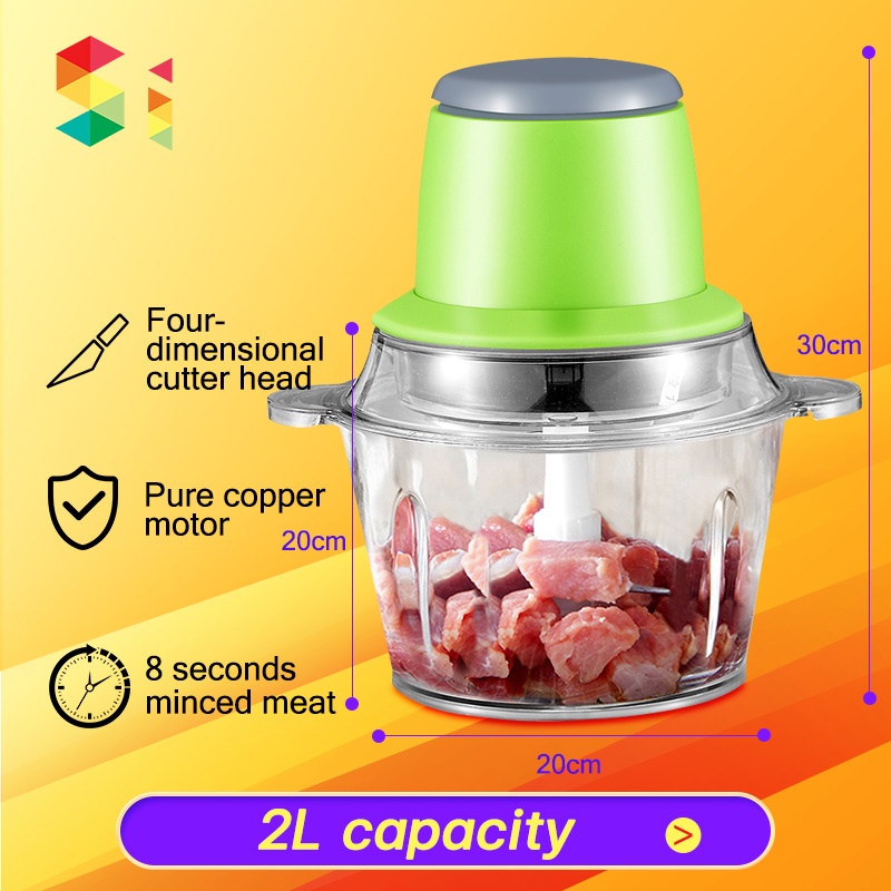 Meat grinder 2L capacity Kitchen mincer Stainless steel blade ...