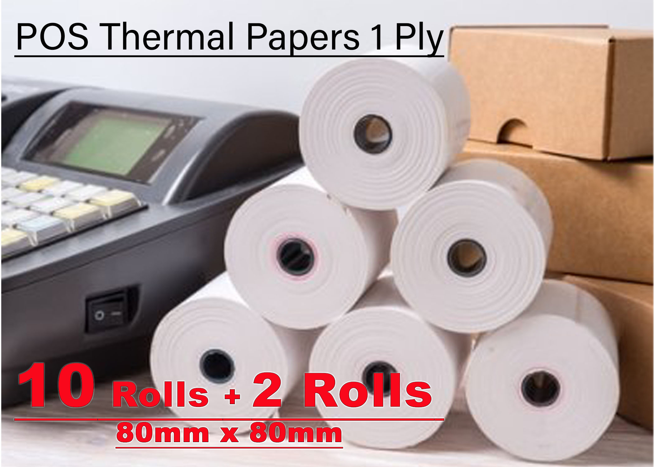 10 Rolls + 2 Rolls 80mm x 80mm POS Thermal Papers 1 Ply | Lazada PH
