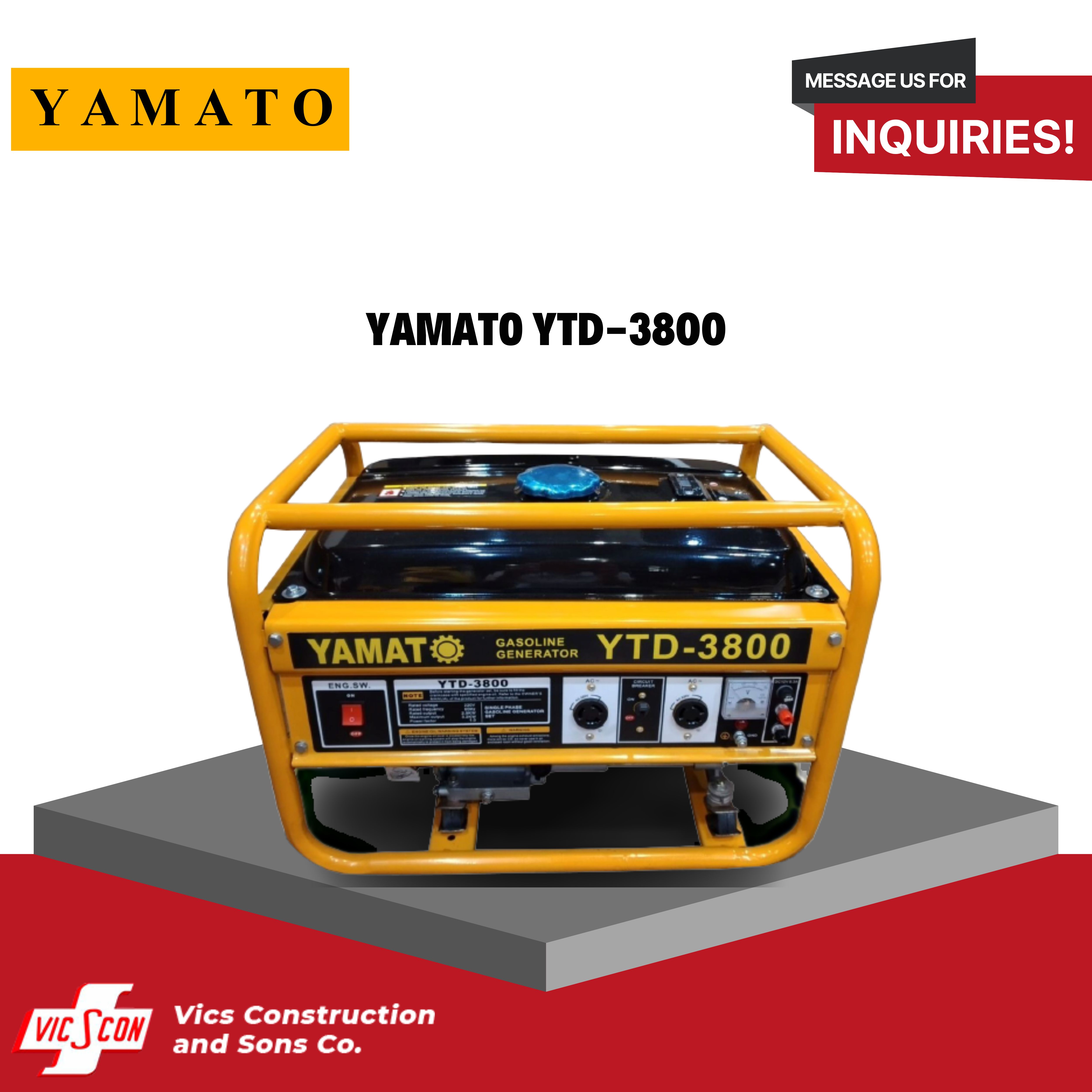 YAMATO GASOLINE GENERATOR YTD-3800 | Lazada PH