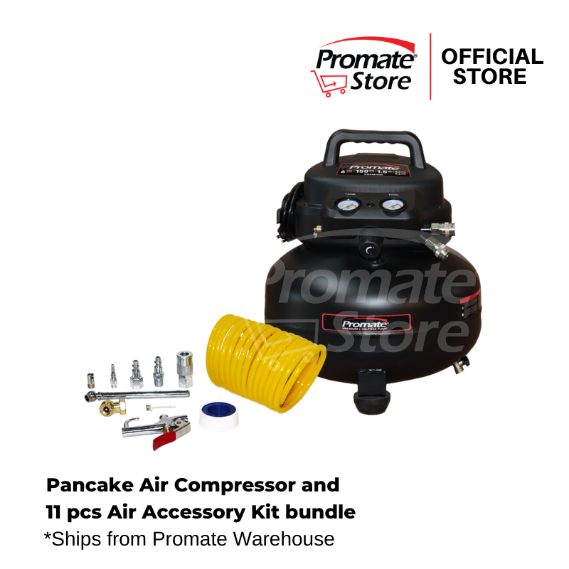 Promate Pancake 6gal Air Compressor and 11 pcs Air Accessory Kit bundle ...