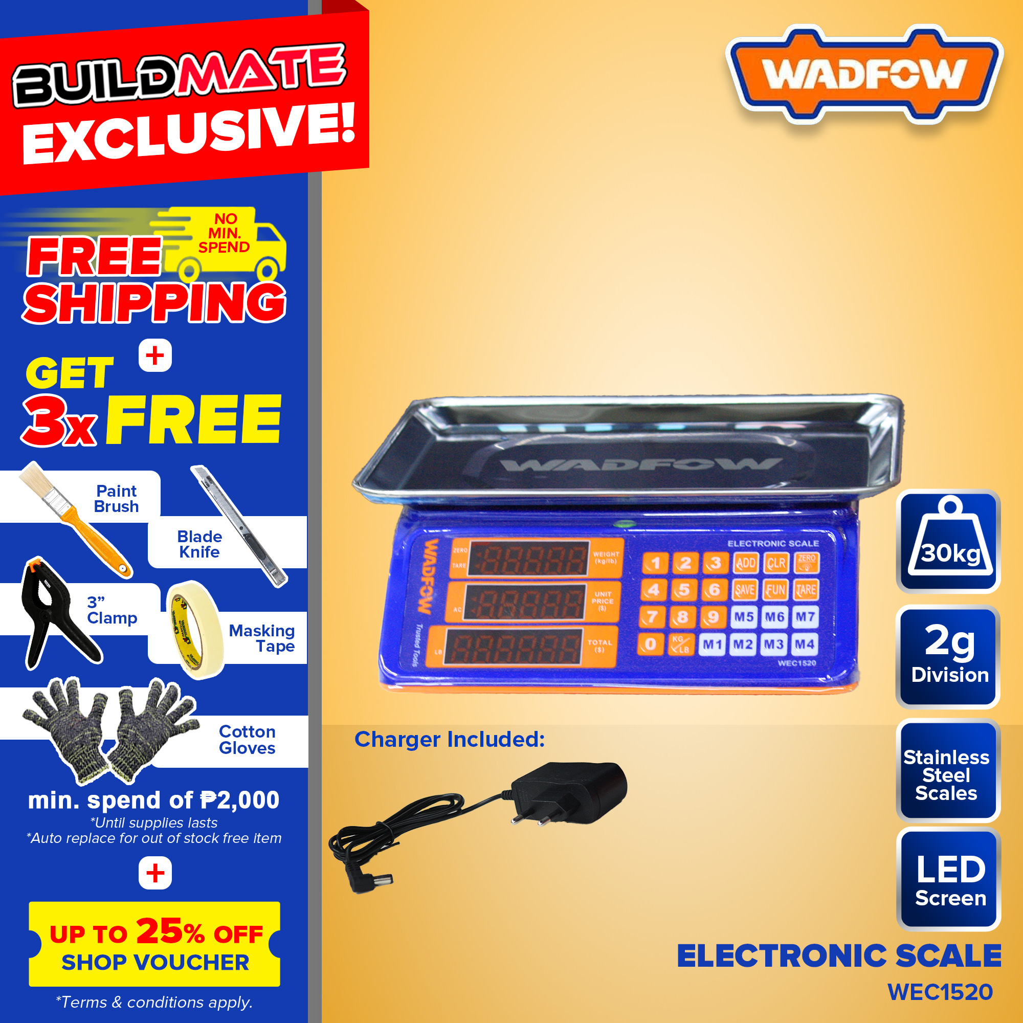 BUILDMATE Wadfow 30KG Electronic Digital Weighing Scale Kitchen ...