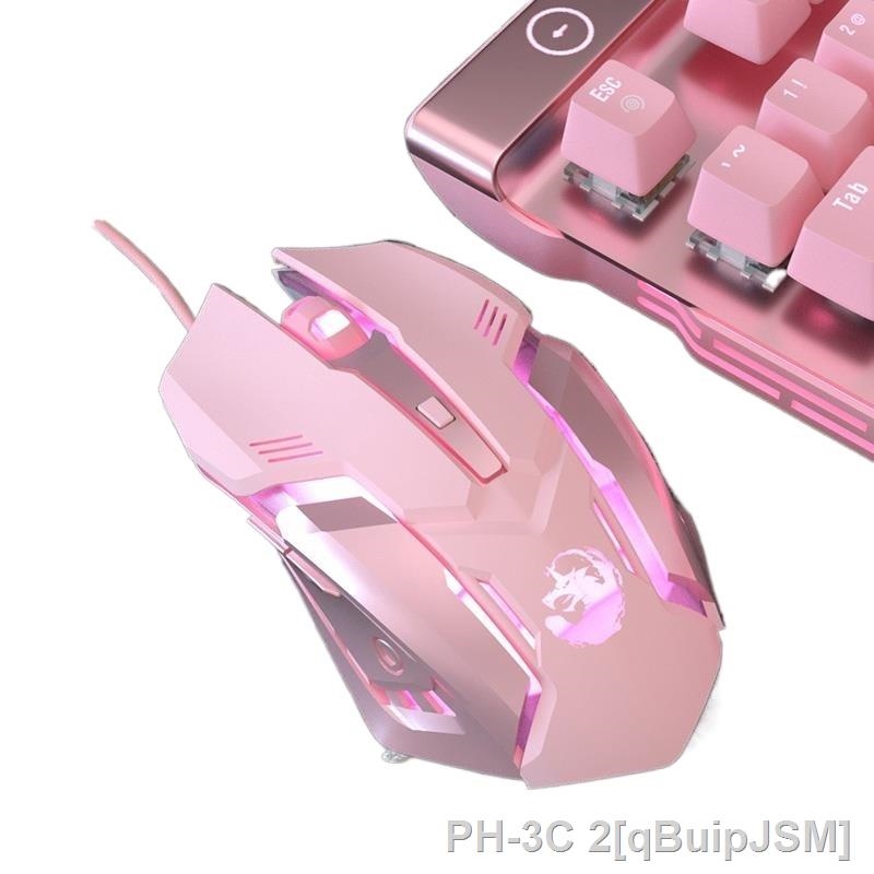 Stock】Pink Gaming Keyboard and Mouse Set Mechanical Feel sakura Girl ...