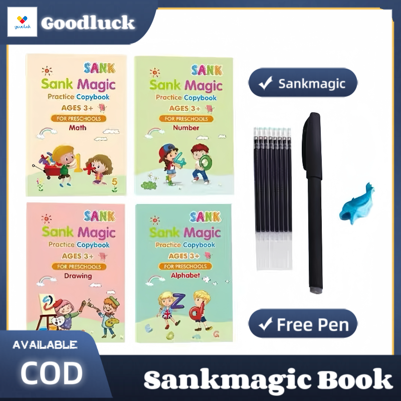 Goodluck 4 Books+Pen Sank Magic Practice Copybook Free-Wiping Children ...