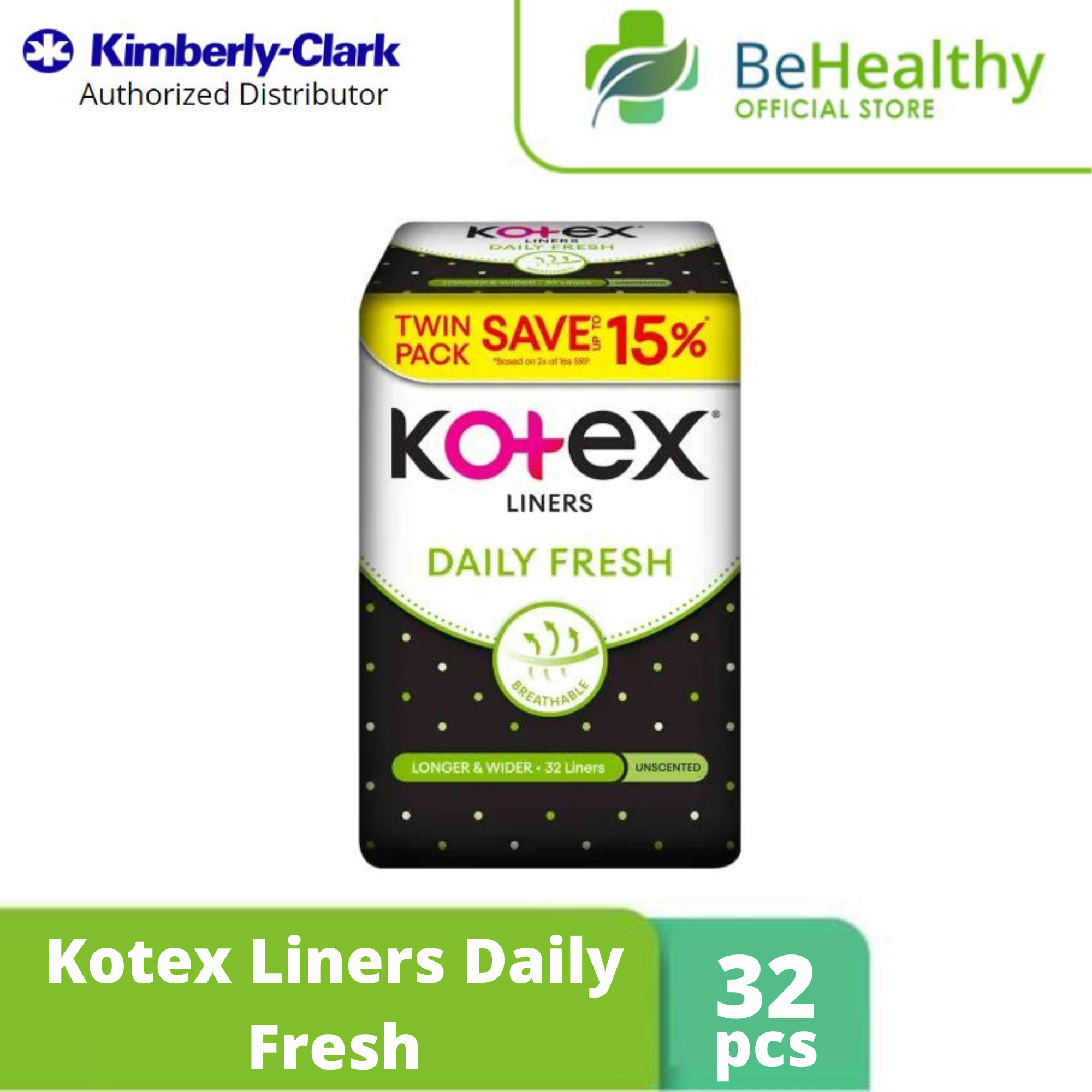 Kotex Liners Daily Fresh Longer & Wider (32 Liners) | Lazada PH