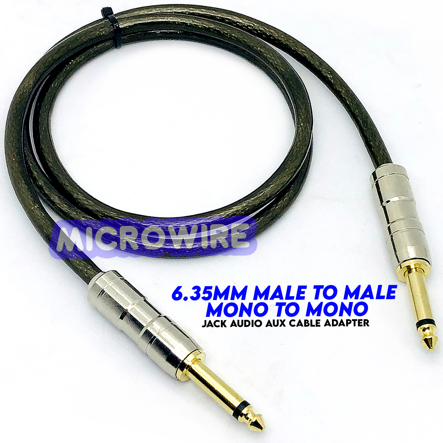 【1M/3M/5M/10M】6.35mm 1/4 inch Male to Male Mono to Mono Jack Audio Aux Cable Adapter Jack Audio ...