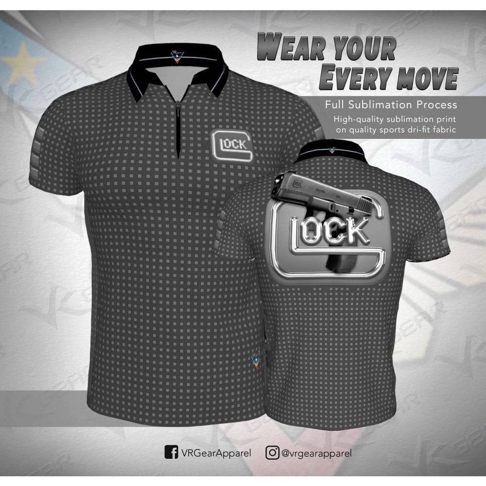Glock (Black) VR Gear Apparel Polo Shirt Tactical Wear Shooting Subli ...