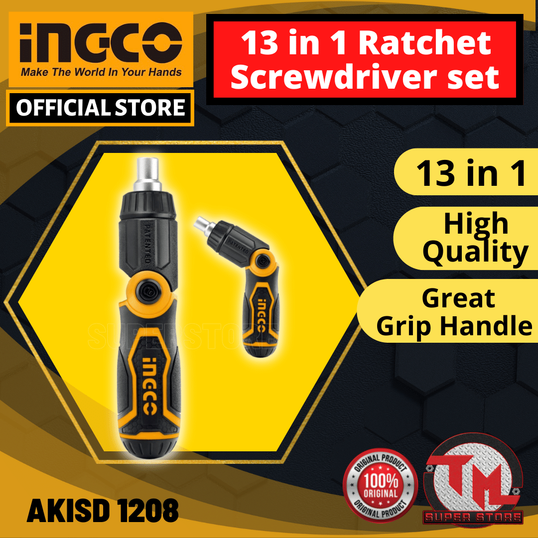 INGCO Ratchet Screwdriver set 13 in 1 AKISD 1208 • Tm ss | Lazada PH