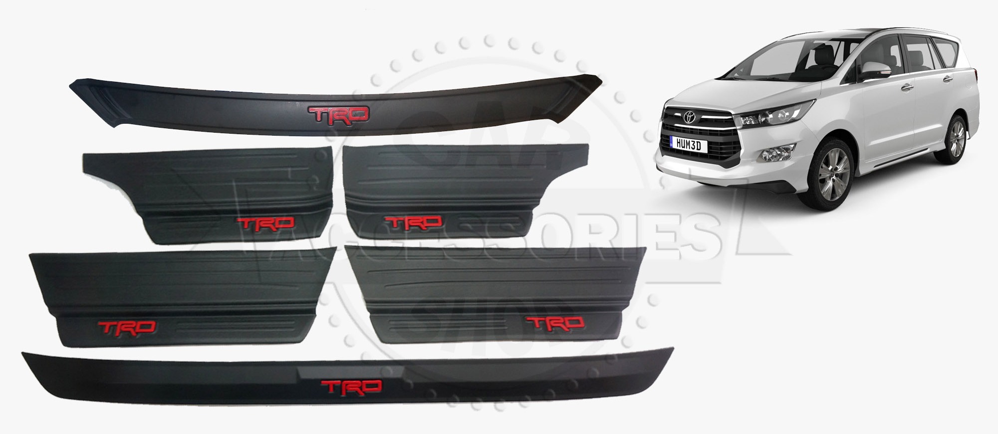 TOYOTA INNOVA 2016 - 2020 TRD RUBBER SIDE STEPSILL / TRUNK LID COVER ...