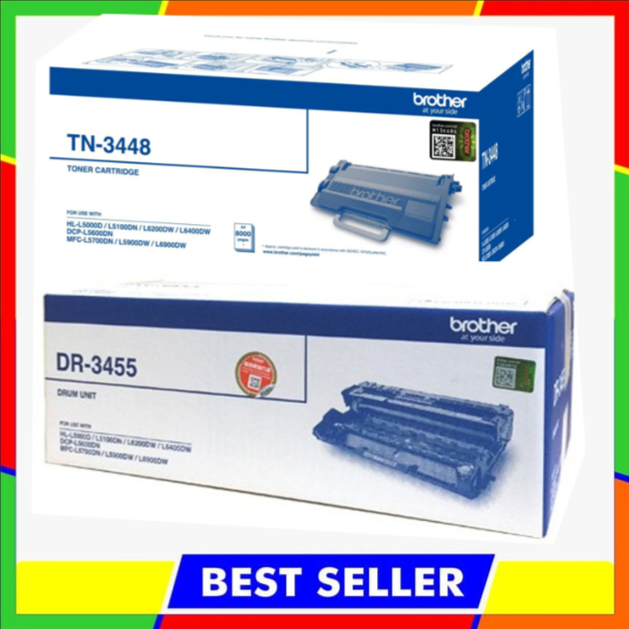 Black Brother DR-3455 Drum Unit with Brother TN-3448 Toner Cartridge ...