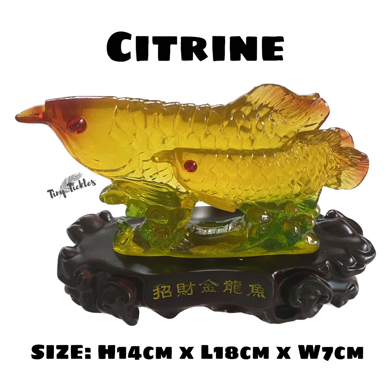 Citrine Arowana Double Jade Fish Wealth Lucky Decoration Display ...