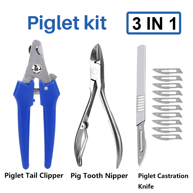 3 IN 1 Pig Kit Piglets Tail Cutter + Piglets Tooth Nipper + Piglet ...